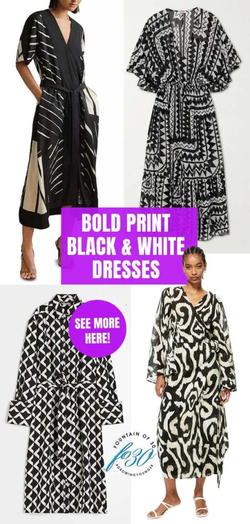 Big and Bold Print Black and White Dresses For Women Over 50 ...